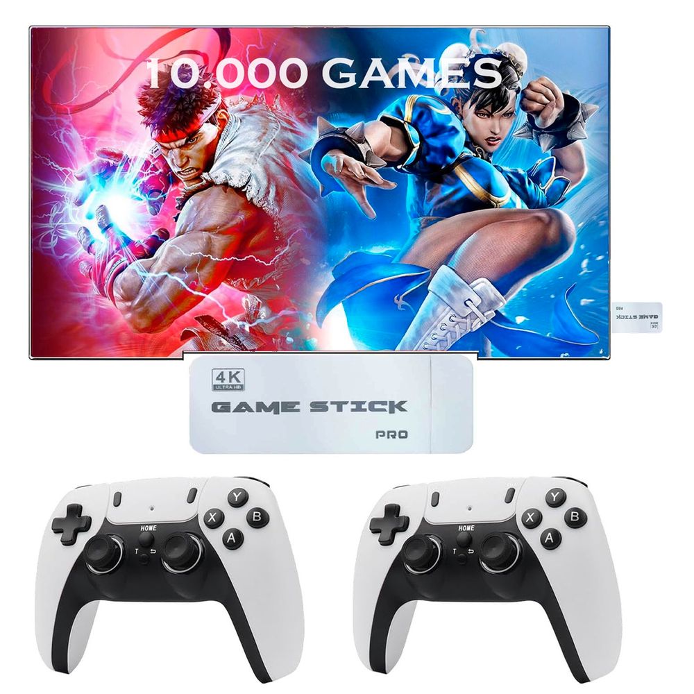 CONSOLA DE JUEGOS GAME STICK PRO 4K WHITE 64GB 2 CONTROLES INALAMBRICOS