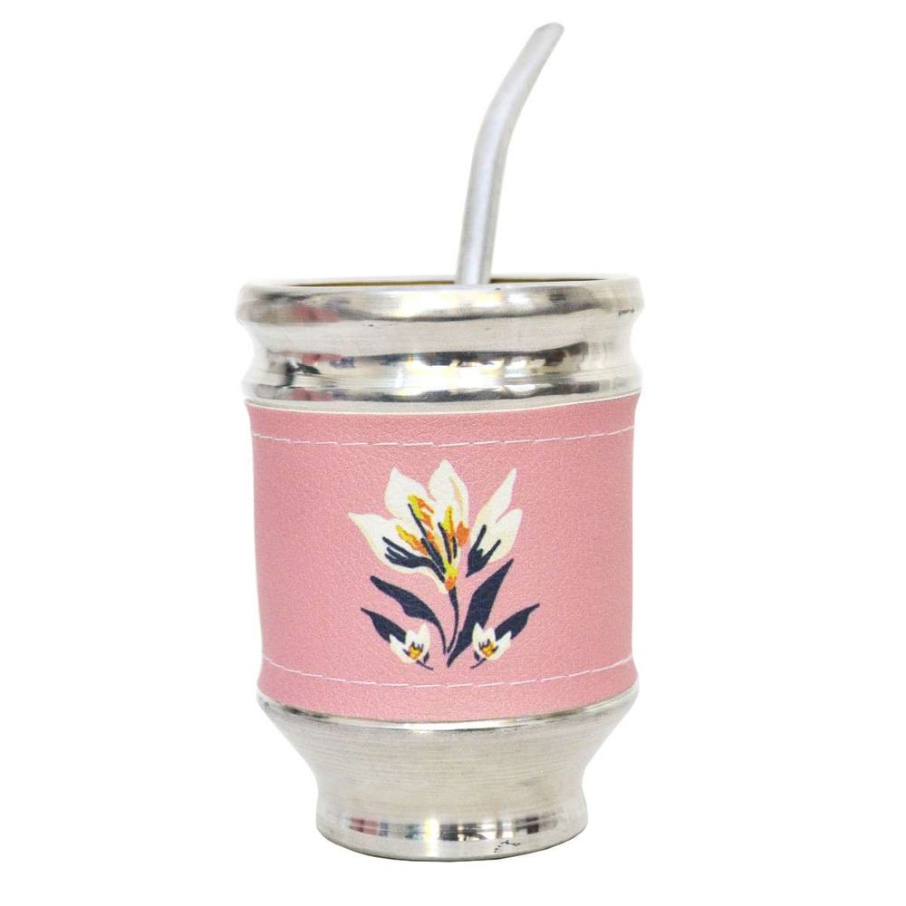 Mate de madera Pink Floral - Rosa