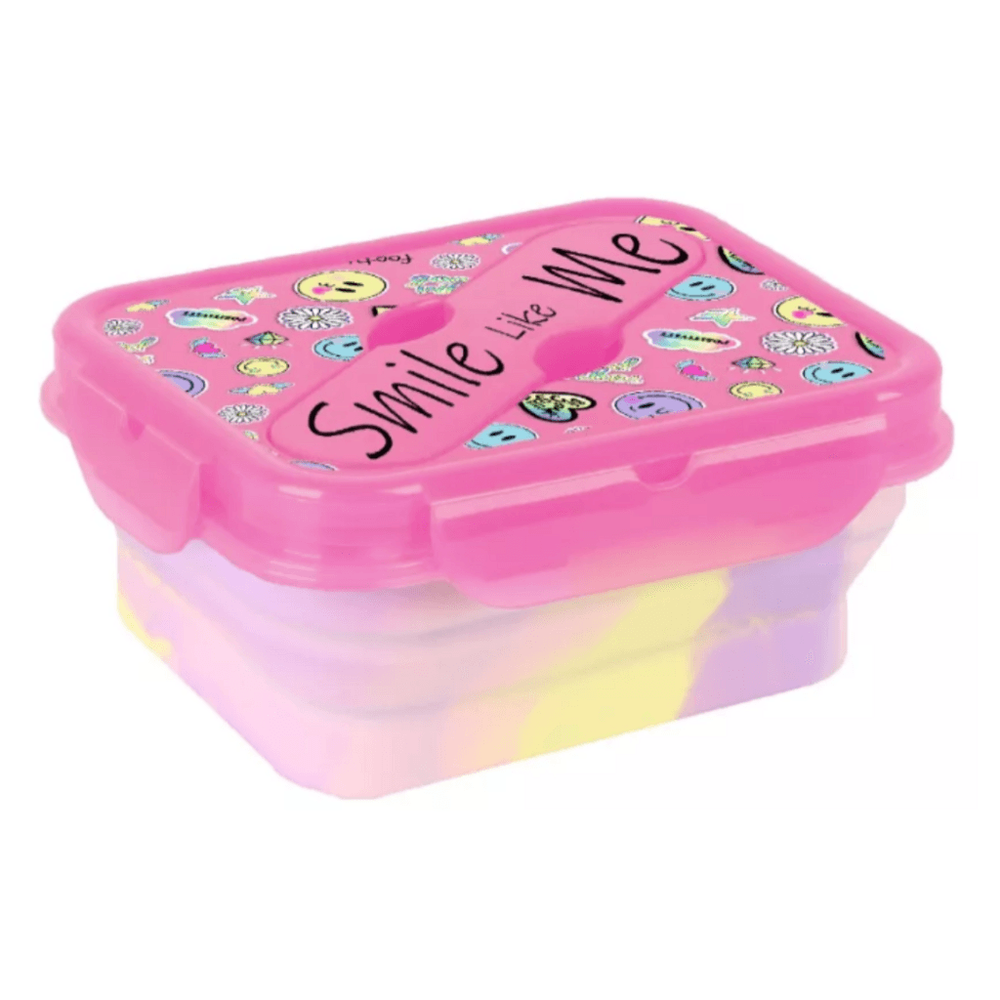 Lunchera Footy Plegable Silicona 1 Compartimiento. Smile Rosa