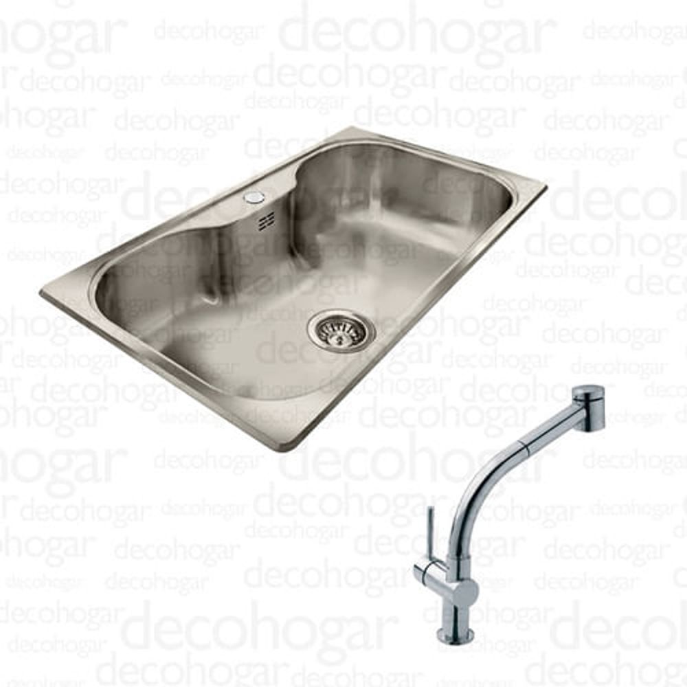 Bacha cocina Johnson Luxor Si85 STA + grifería FV 0412/87