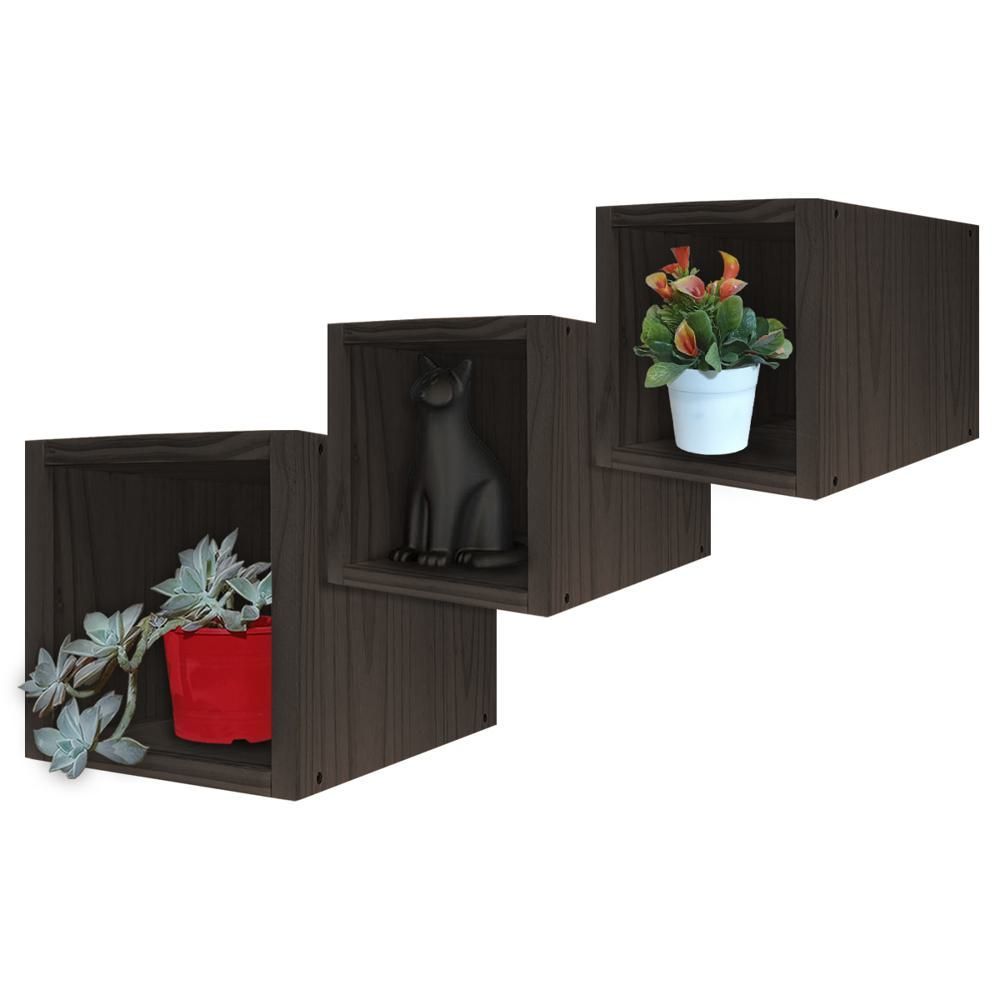 Combo 3 Cubos Colgantes Estanteria 20X20X30 Color Nogal