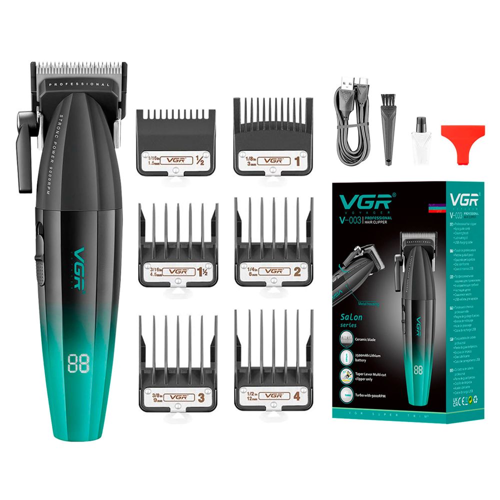 Máquina Corta Pelo Profesional VGR V-003 Turbo 9000 RPM Usb