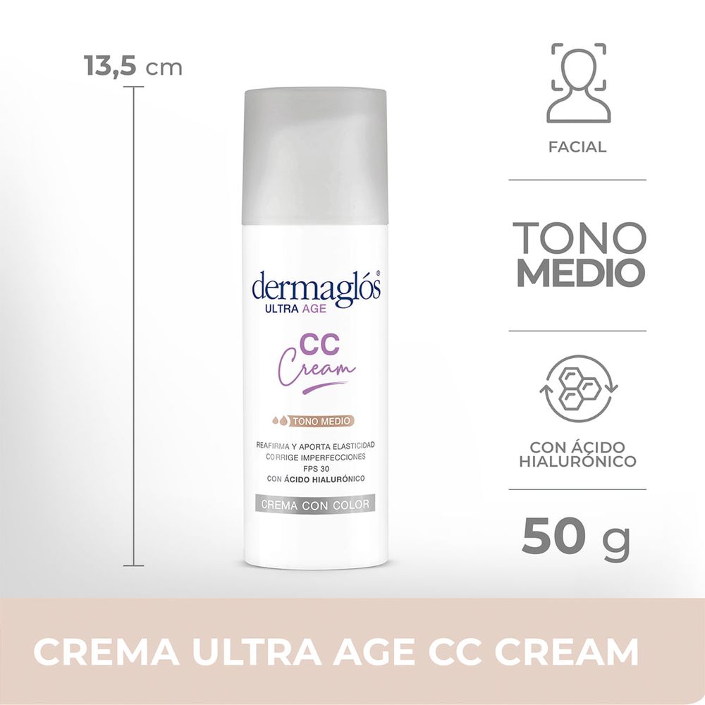Crema con color CC Cream ULTRA AGE con FPS30 Dermaglós