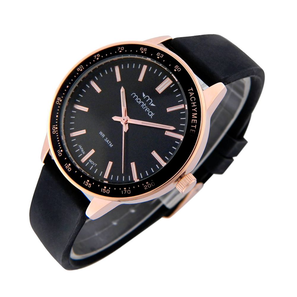 Reloj negro Montreal silicona
