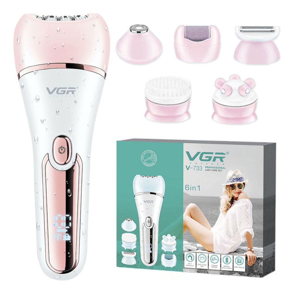 Depiladora Eléctrica Mujer Facial 6 en 1 VGR V-733 Usb IPX7