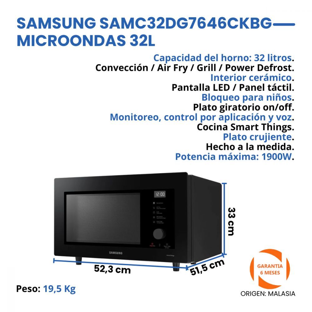Samsung Microondas 32l 800w conveccion Control por voz