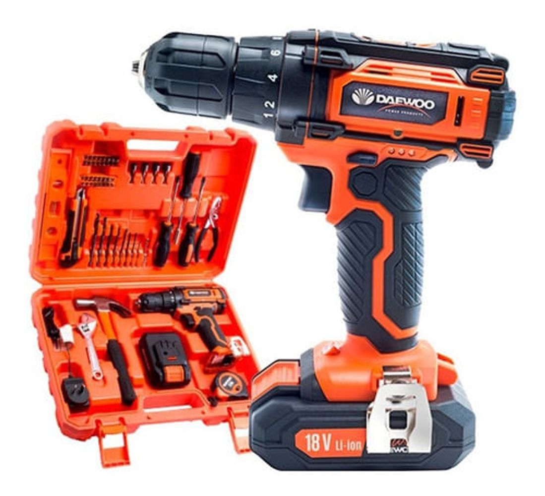 Taladro Atornillador 18v A Batería Con 54 Accesorios Torque Durlock