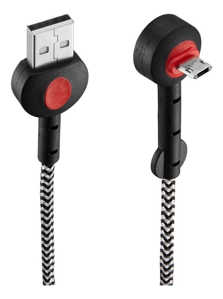 Cable Dekkin Micro Usb Redondo 90 Grados Negro y Rojo