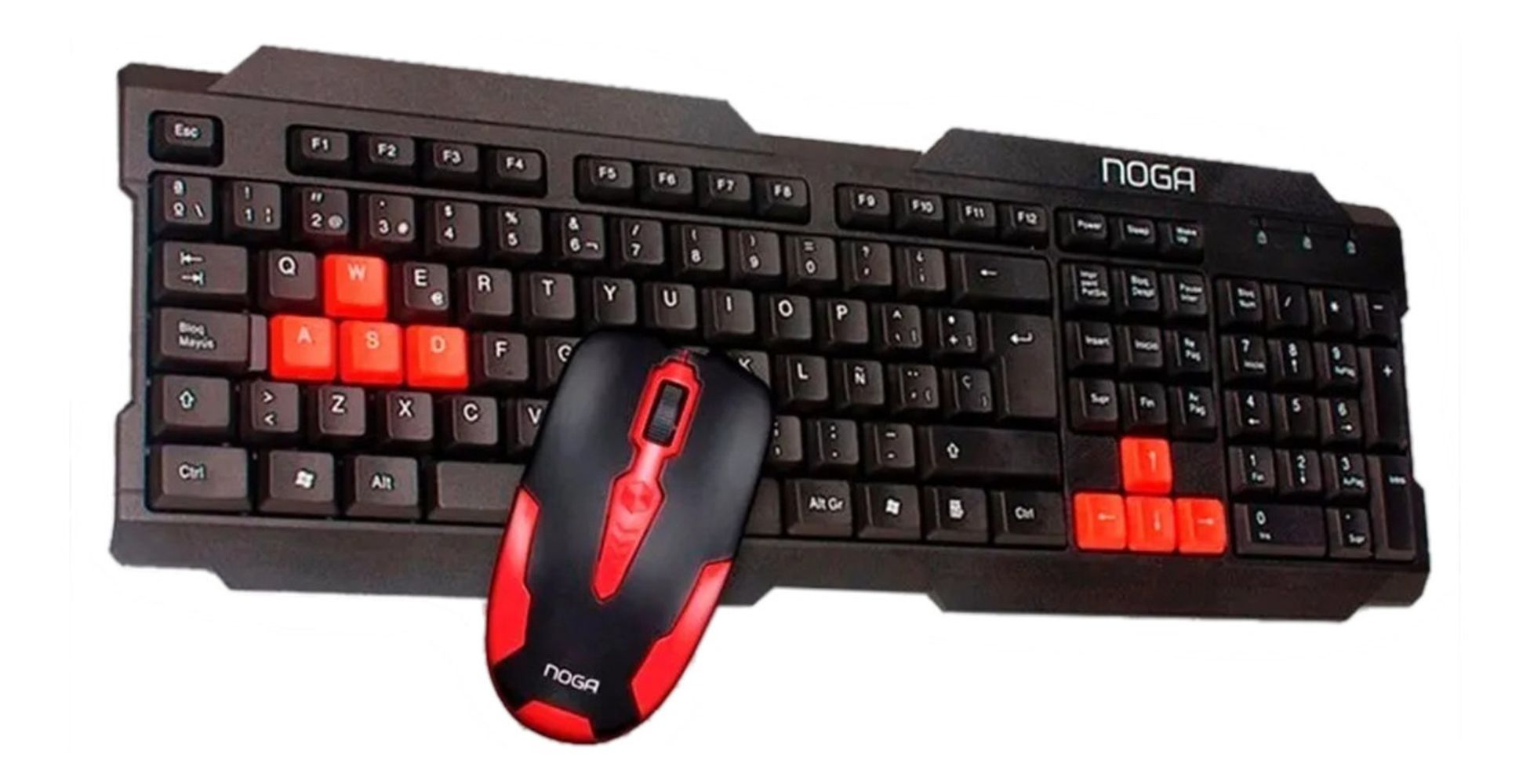 Kit Teclado Y Mouse Gamer Noga Nkb-300 Español Negro Y Rojo