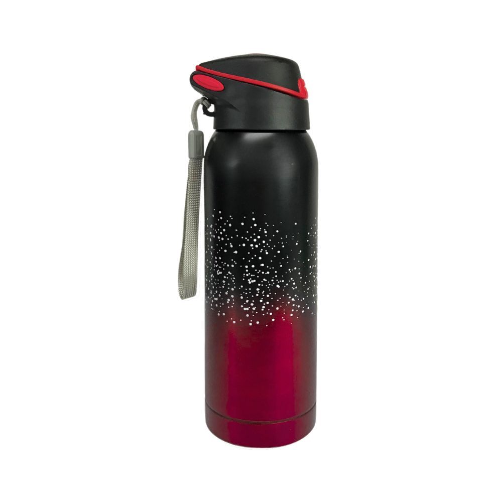 Botella Sport De Metal Térmica 500ml Con Pico Negra/Roja Cover S158