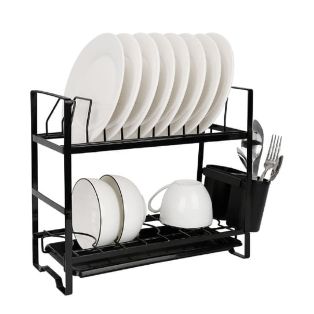 Escurridor De Platos Negro 2pisos Chico Linea Hudson Cocina