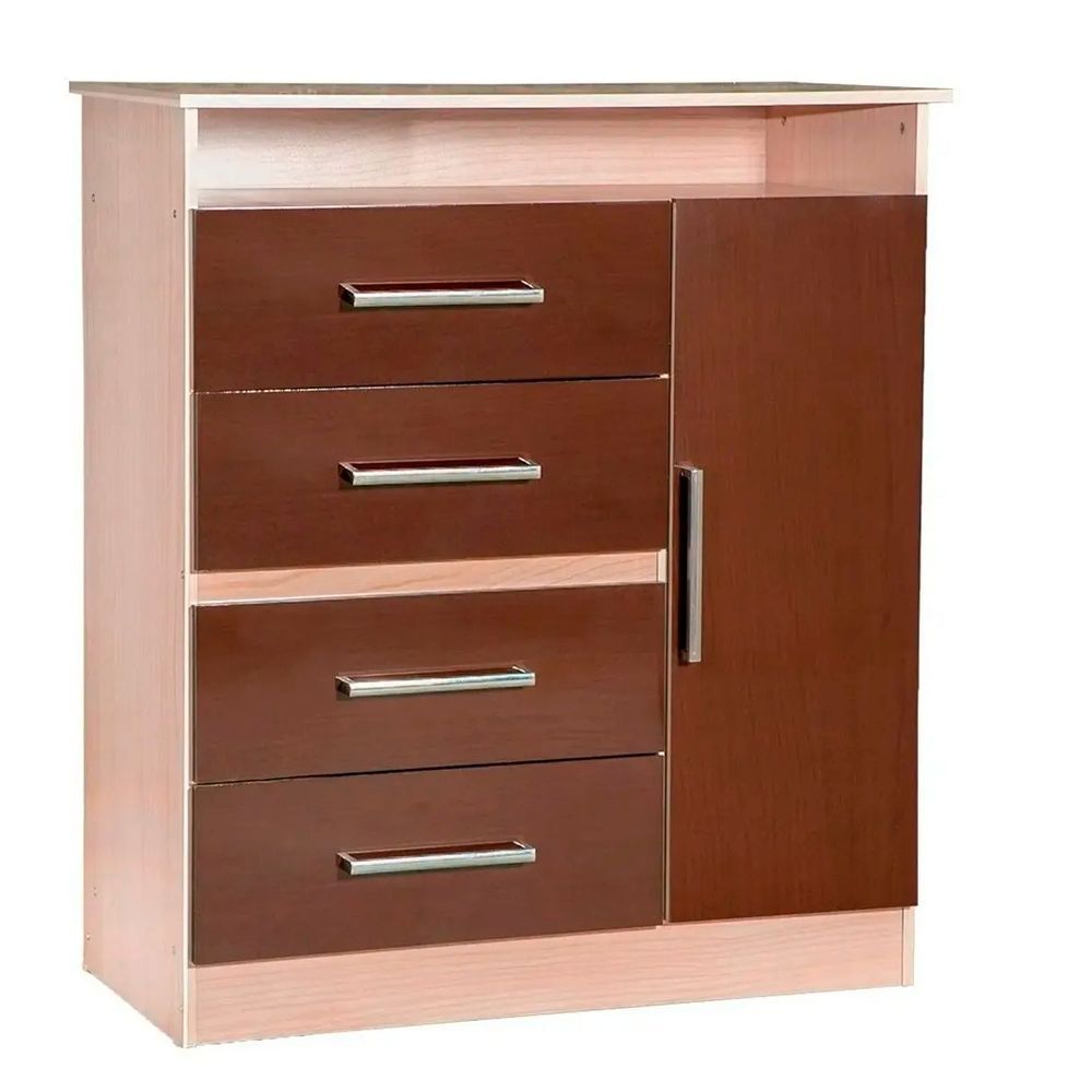 Comoda Tv 1 Puerta 4 Cajones Maximo Fortaleza Melamina Choco-Maple