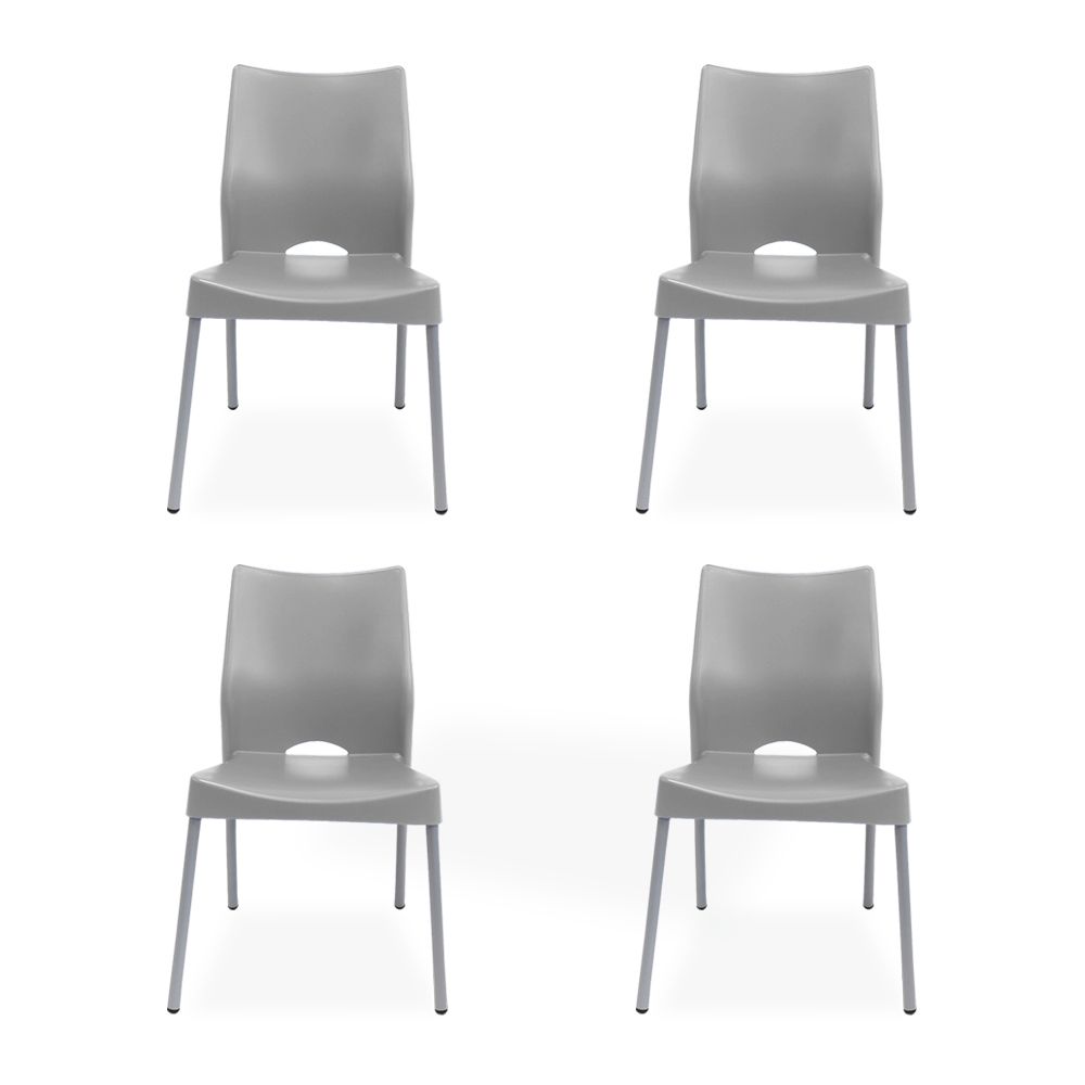 Set de 4 Sillas Malba pata gris diseño apilable alta durabilidad color ...
