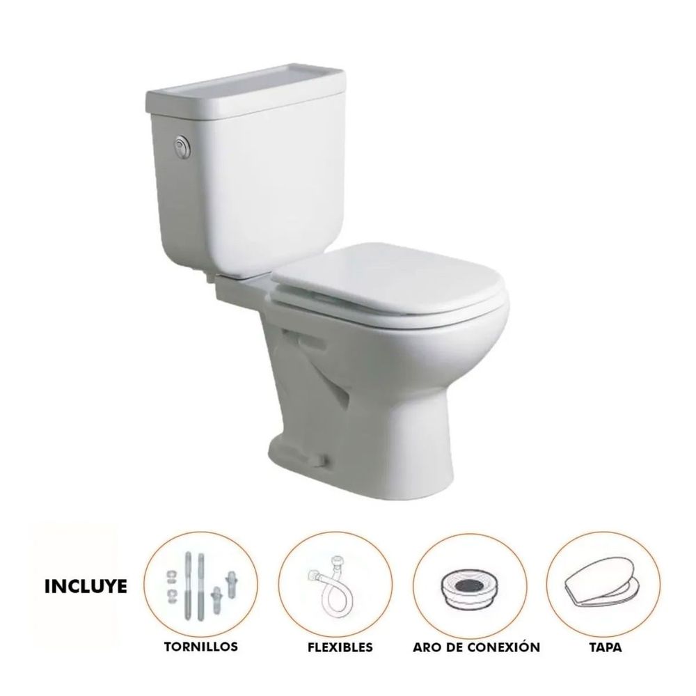 Inodoro Con Mochila Ferrum Bari Loza Flexibles Tapa Baño