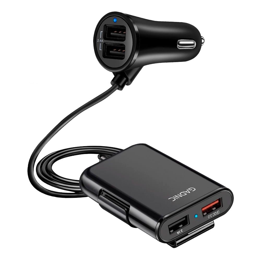 Cargador para Auto 4 Puertos Usb Carga Rápida - Asiento Delantero Y Trasero