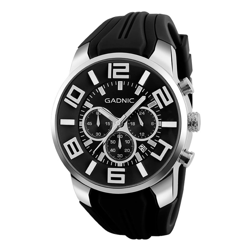 Reloj Negro Gadnic Sumergible Con 3 Diales