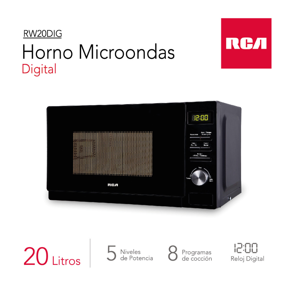 Microondas RCA 20 Lts Digital RW20DIG Negro