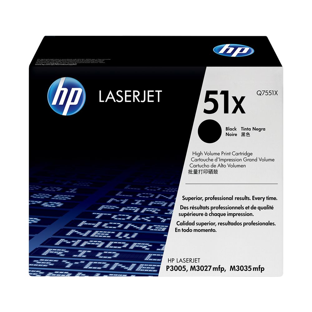 Cartucho de Toner Original HP LaserJet 51X Q7551X Alto Rendimiento Negro