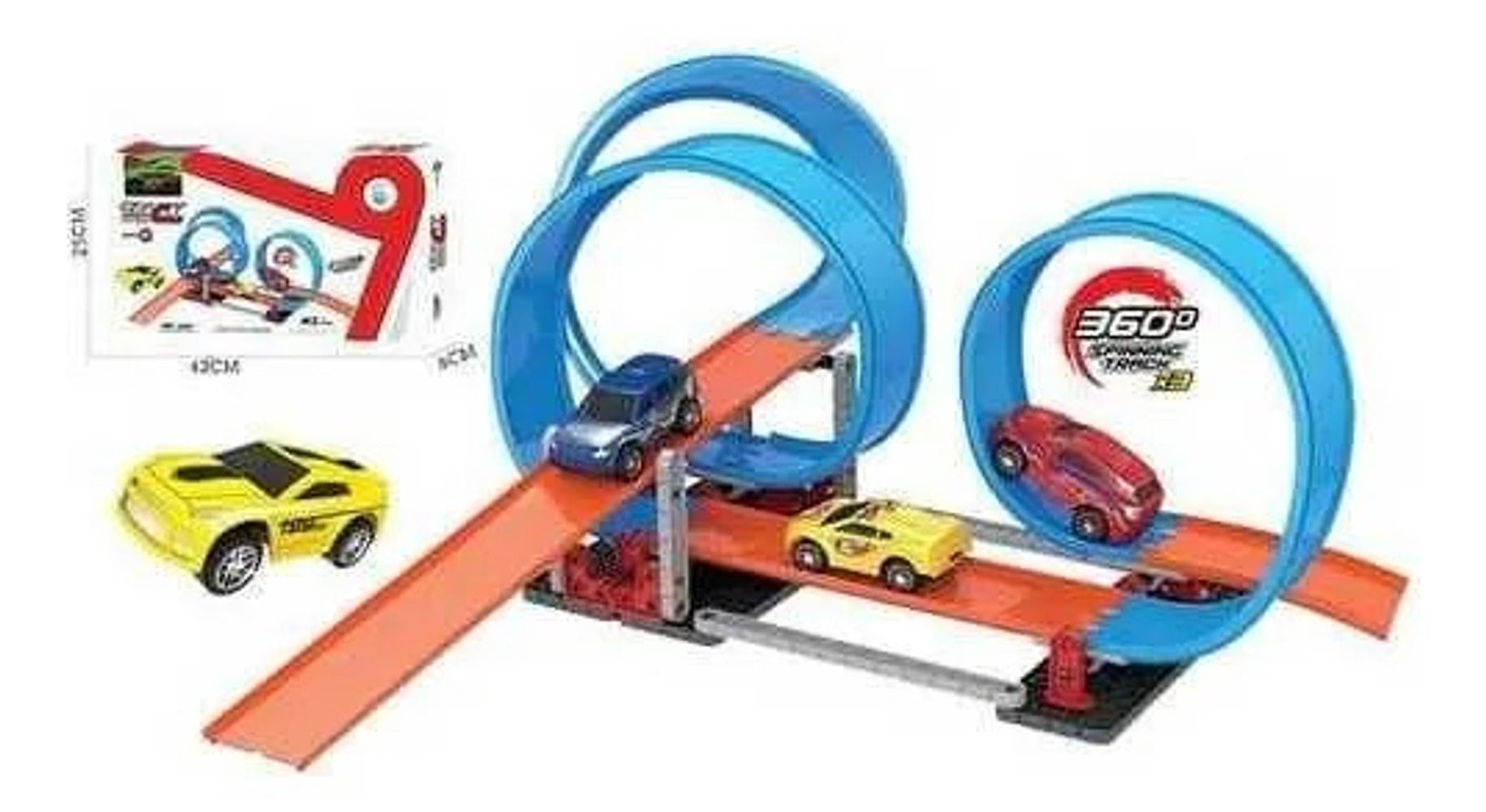 Pista de Autos Alta Velocidad Con Triple Vuelta 360 Para Armar 61 Piezas