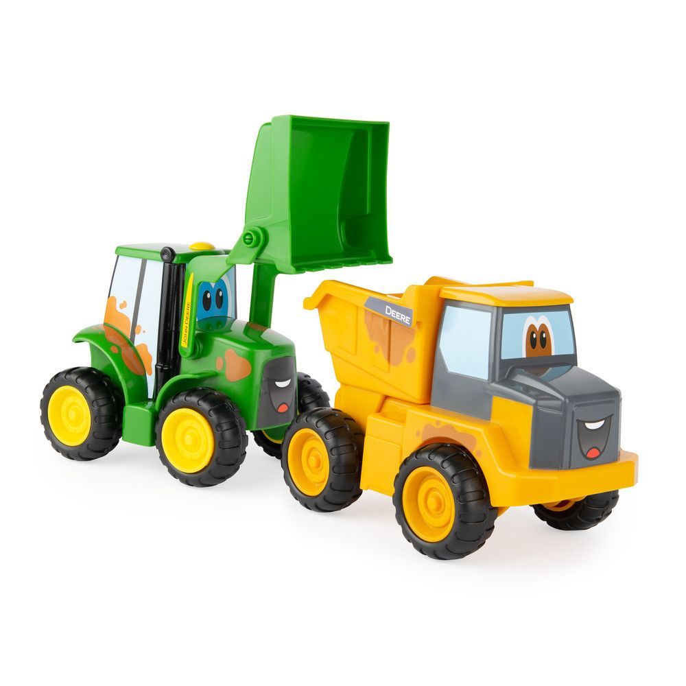 Tractor con Pala y Camión Volcador John Deere JD Farmin Friends Assortment