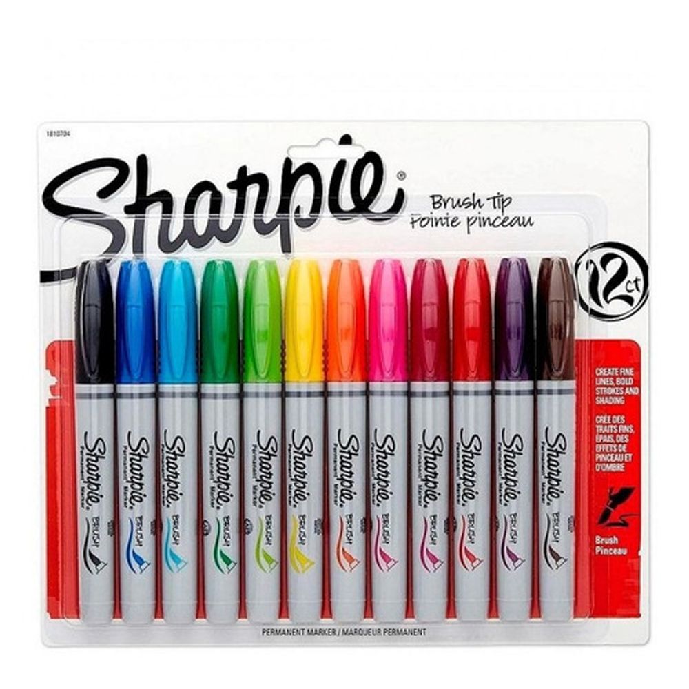 Marcadores Sharpie Punta Pincel Brush X 12 Unidades Perman.