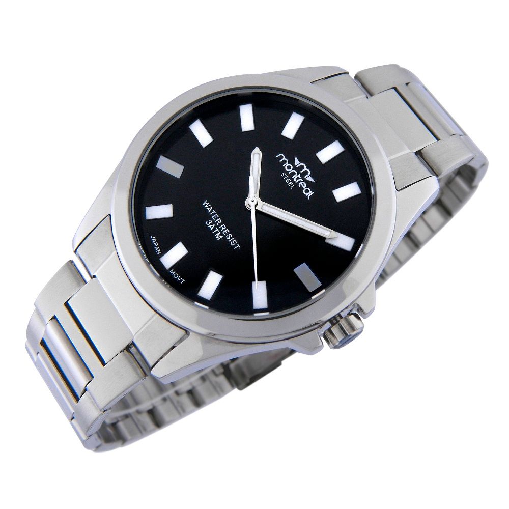 Reloj negro Montreal acero