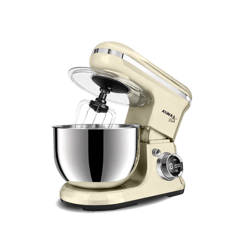 Batidora De Pie Planetaria Digital 3 en 1 Aiwa Bowl Acero Inoxidable Crema