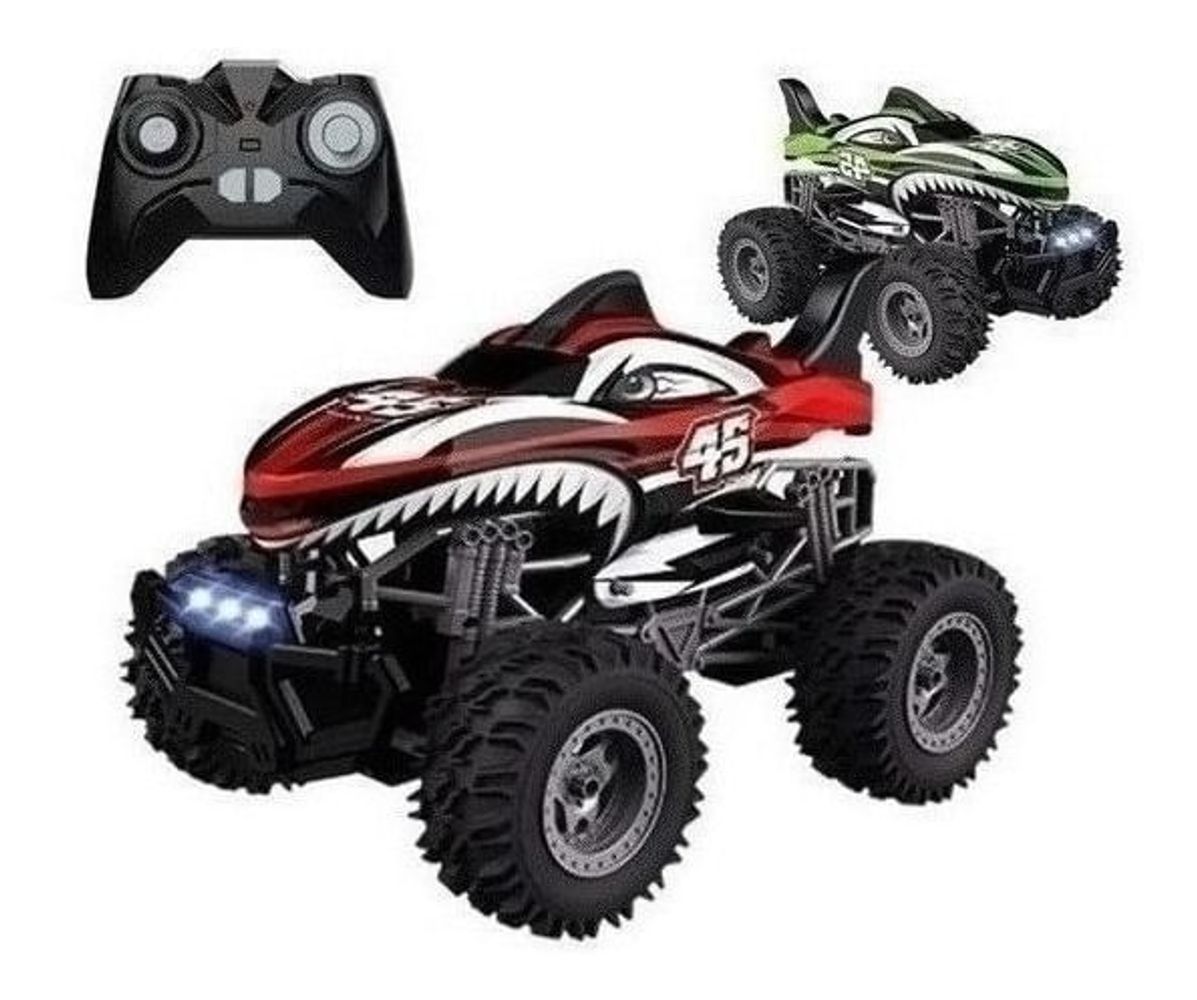 Auto Radio Control Remoto Recargable Usb Monster Tiburon Luz