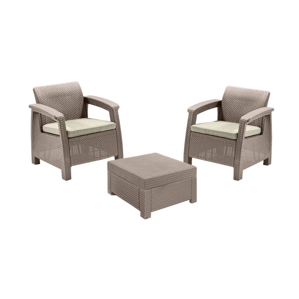 Keter Corfu Balcony Set 2 Sillas + Mesa De Exterior Capuccino