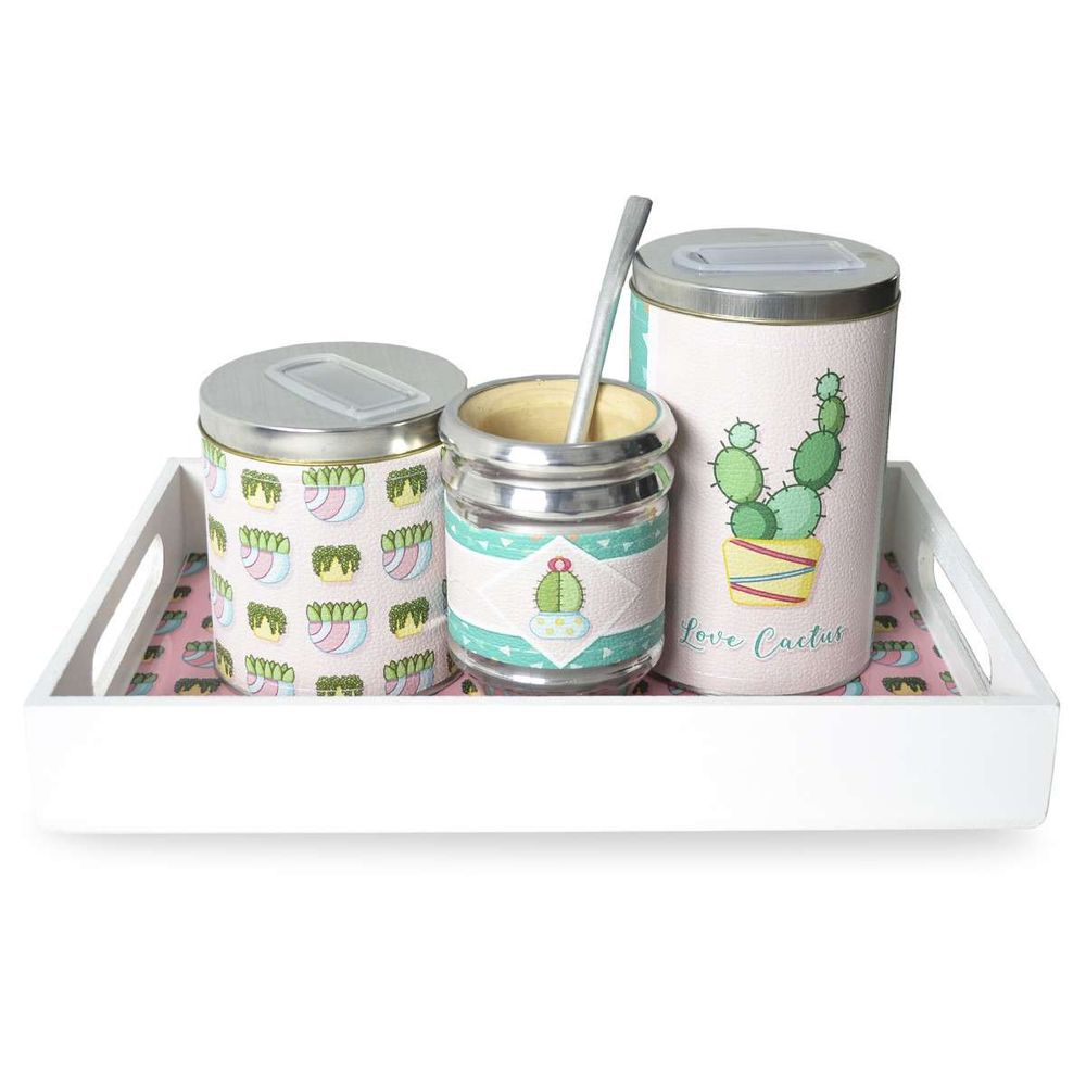 Kit de mate y bandeja Love Cactus