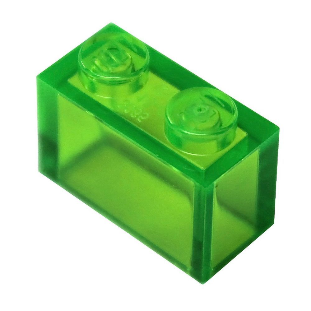 LEGO Parts LEGO Sets, ladrillo 1x2, color verde translúcido, 50 unidades