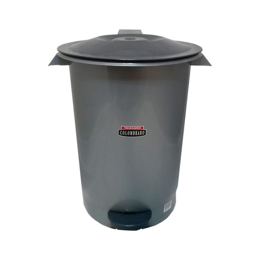 Tacho Recipiente Residuos Con Tapa Pedal 17 Lts Gris Colombraro