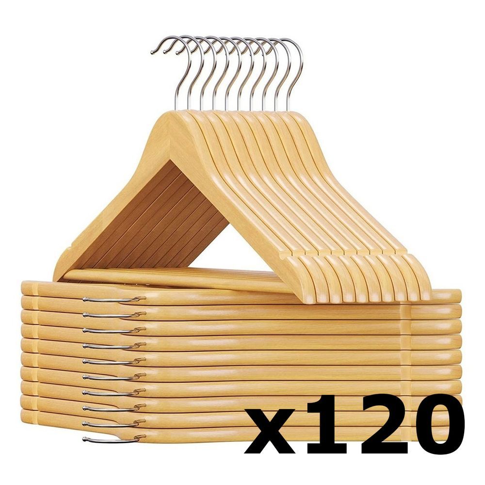 Pack 120 Perchas Lustradas y Barnizadas