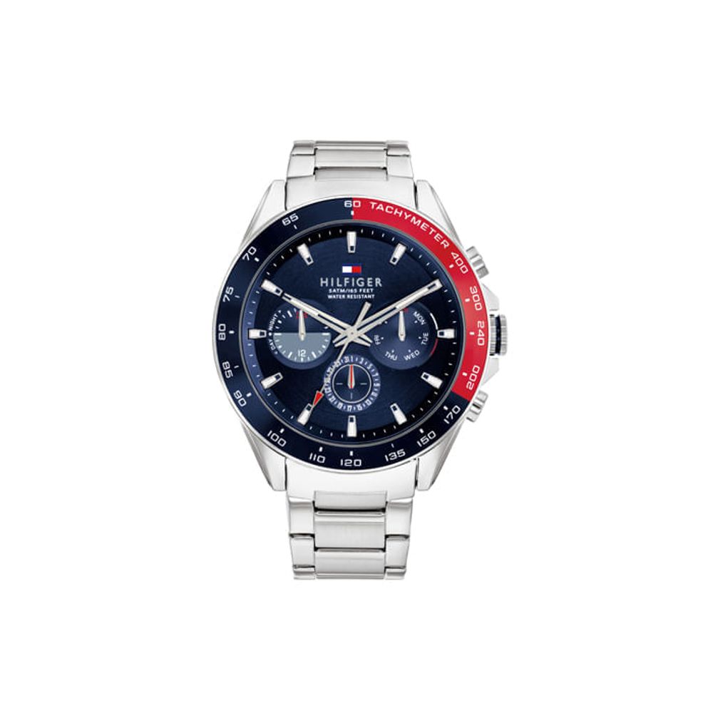 Reloj Tommy Hilfiger Owen Plateado Con Azul