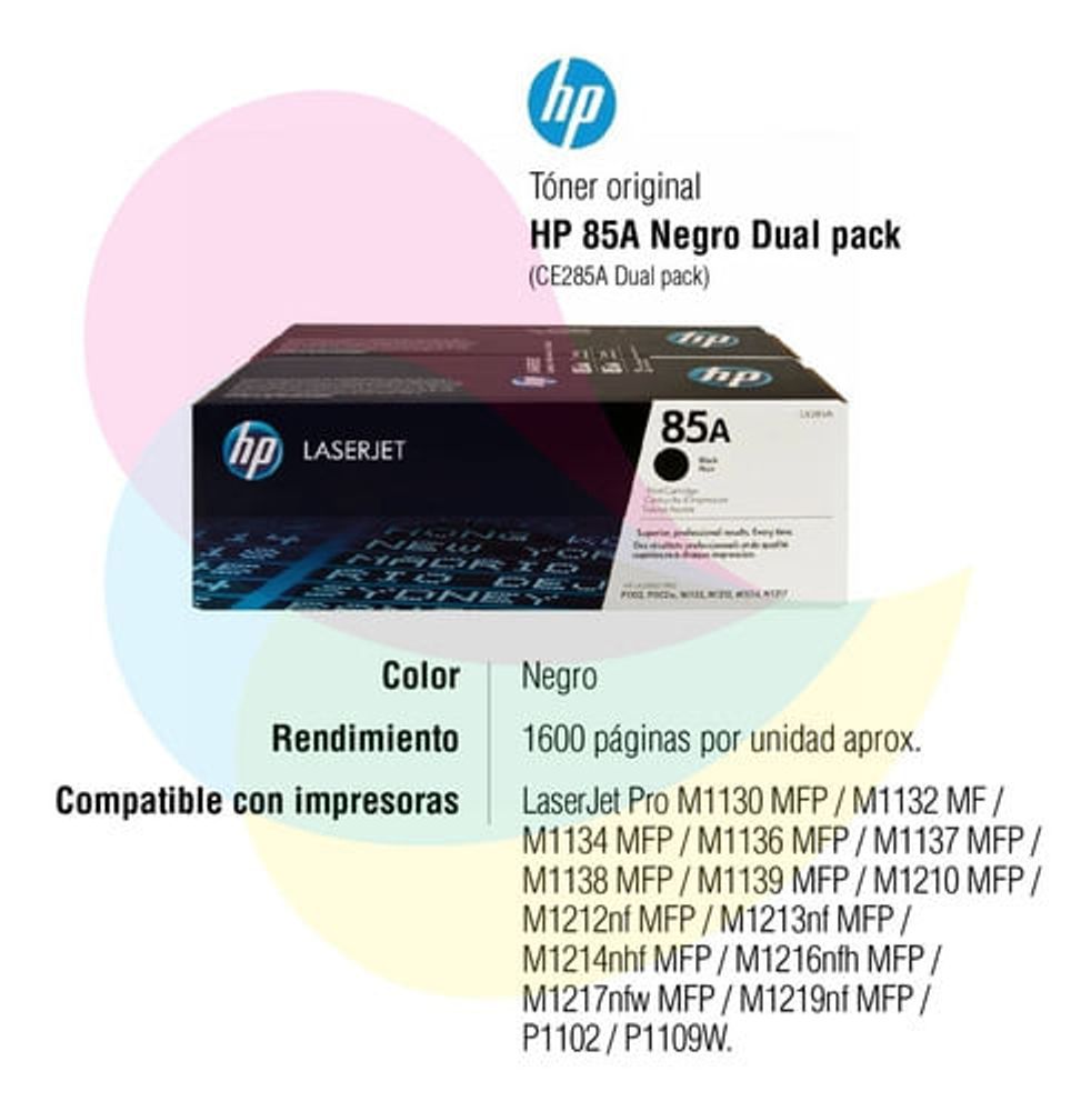 Toner HP 85A (CE285AD) Dual Pack Negro