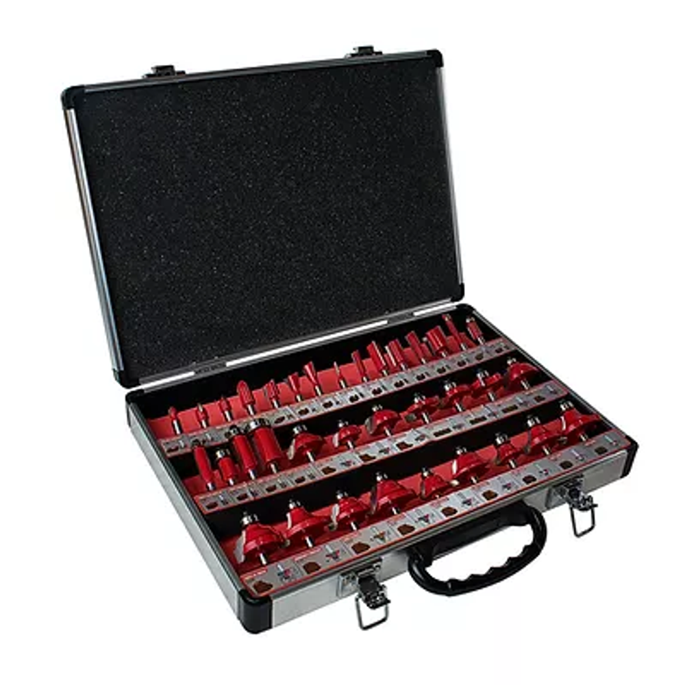 Kit 35 Fresas 1/4'' 6mm P/ Fresadora Tupi Set Router Maletin Omaha