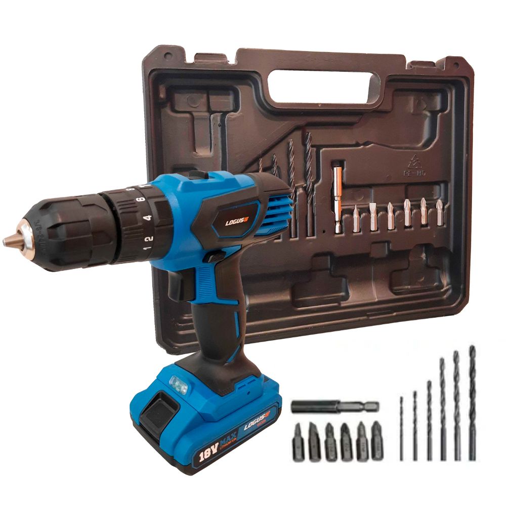 Taladro Percutor Inalam Litio Logus 18v Max + Maletín