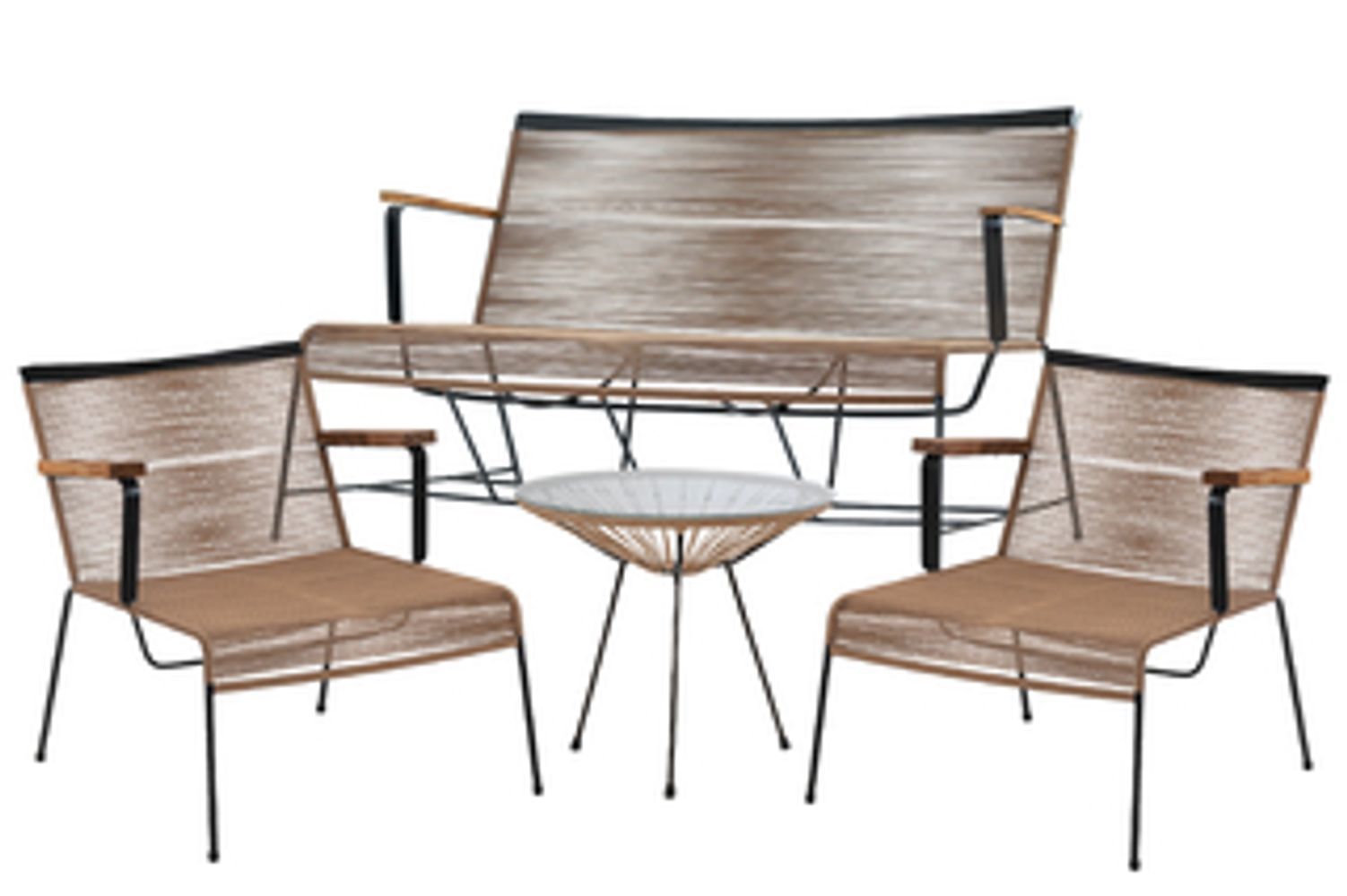 Set Completo de Sillones Rio Wood en Soga Color Natural + Mesa Auxiliar