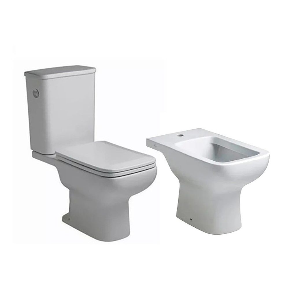 Set Ferrum Trento Inodoro Largo Con Tapa Depósito Dual Bidé 1Ag