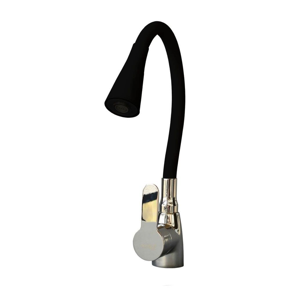 Canilla Monocomando Flexible Pico de Goma Negro Prego Preg9012