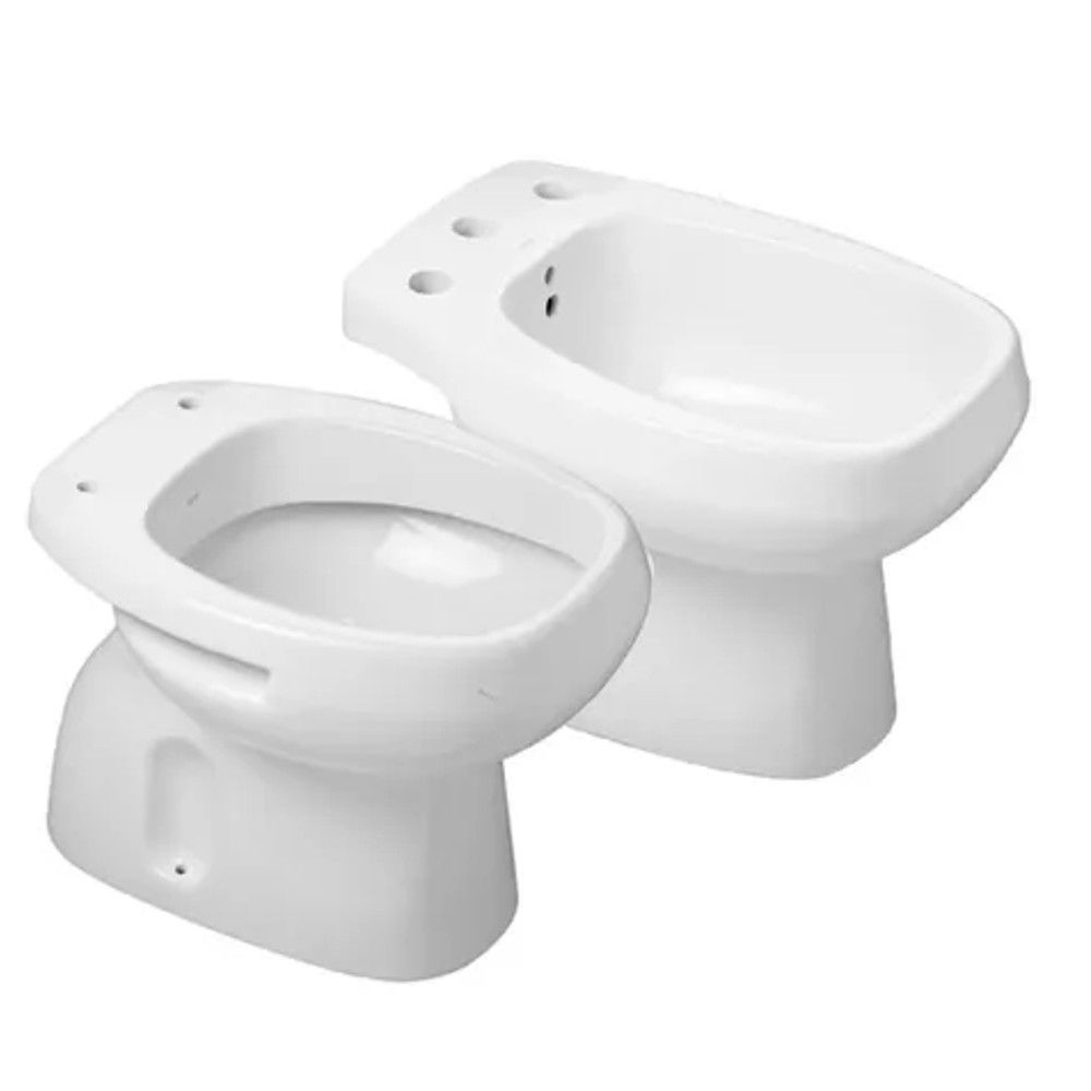 Combo Sanitarios Roca Monaco Inodoro Corto Y Bide 3 Agujeros Tradicional