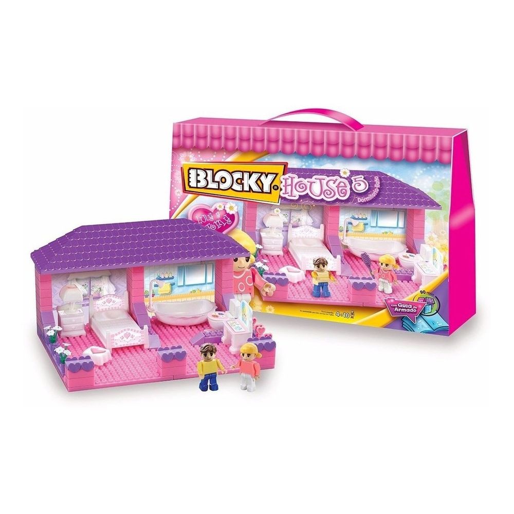Blocky House Para Armar Dormitorio-baño Luna Tomy 90 Piezas