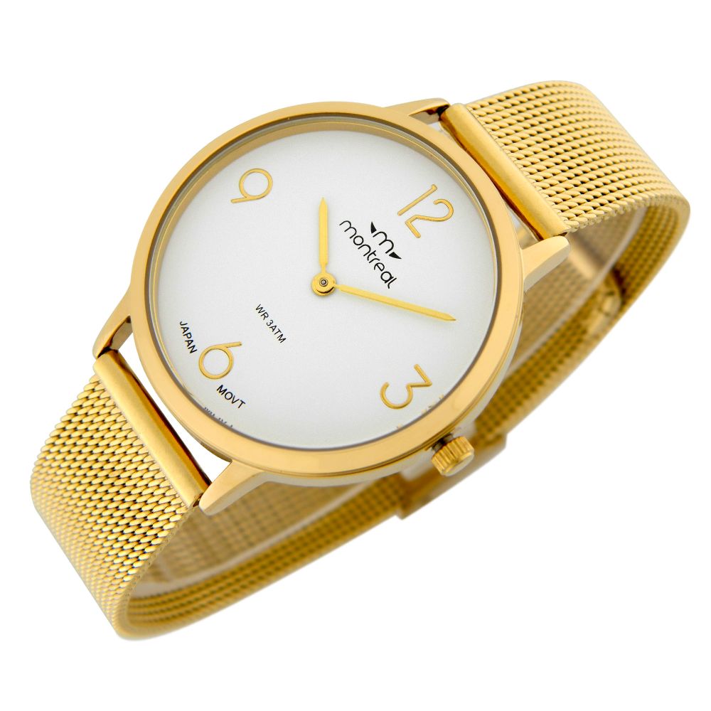 Reloj Dorado Montreal Acero Tejido