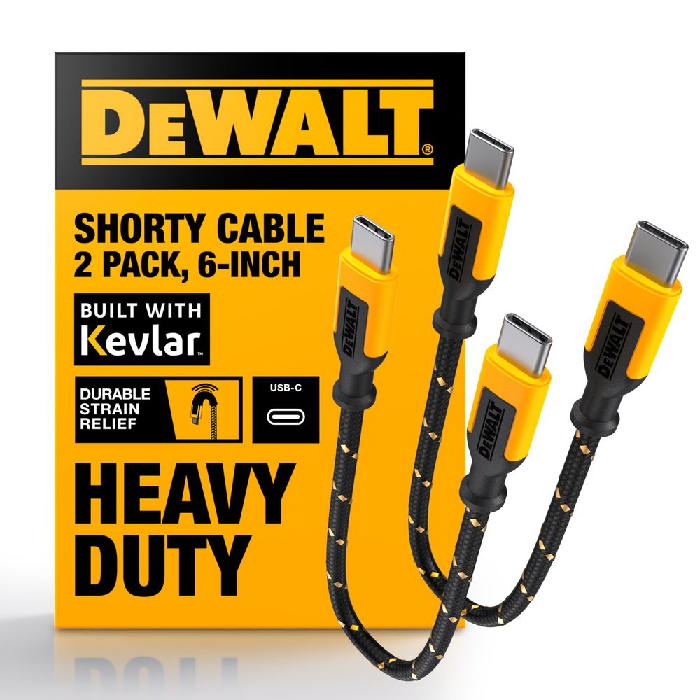DEWALT Cable corto USB C a USB C de 60 W (paquete