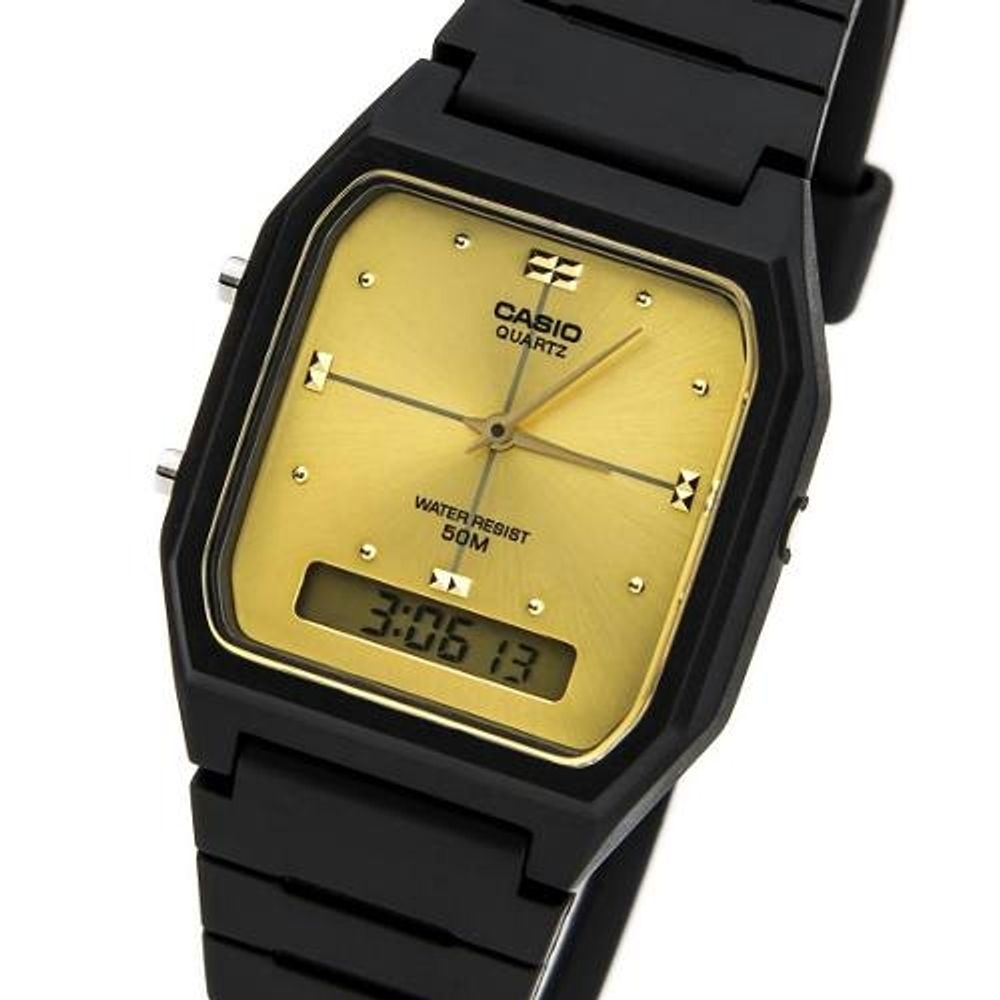 Reloj Casio Aw-48he Digital Analogico, Resina-Negro con dorado
