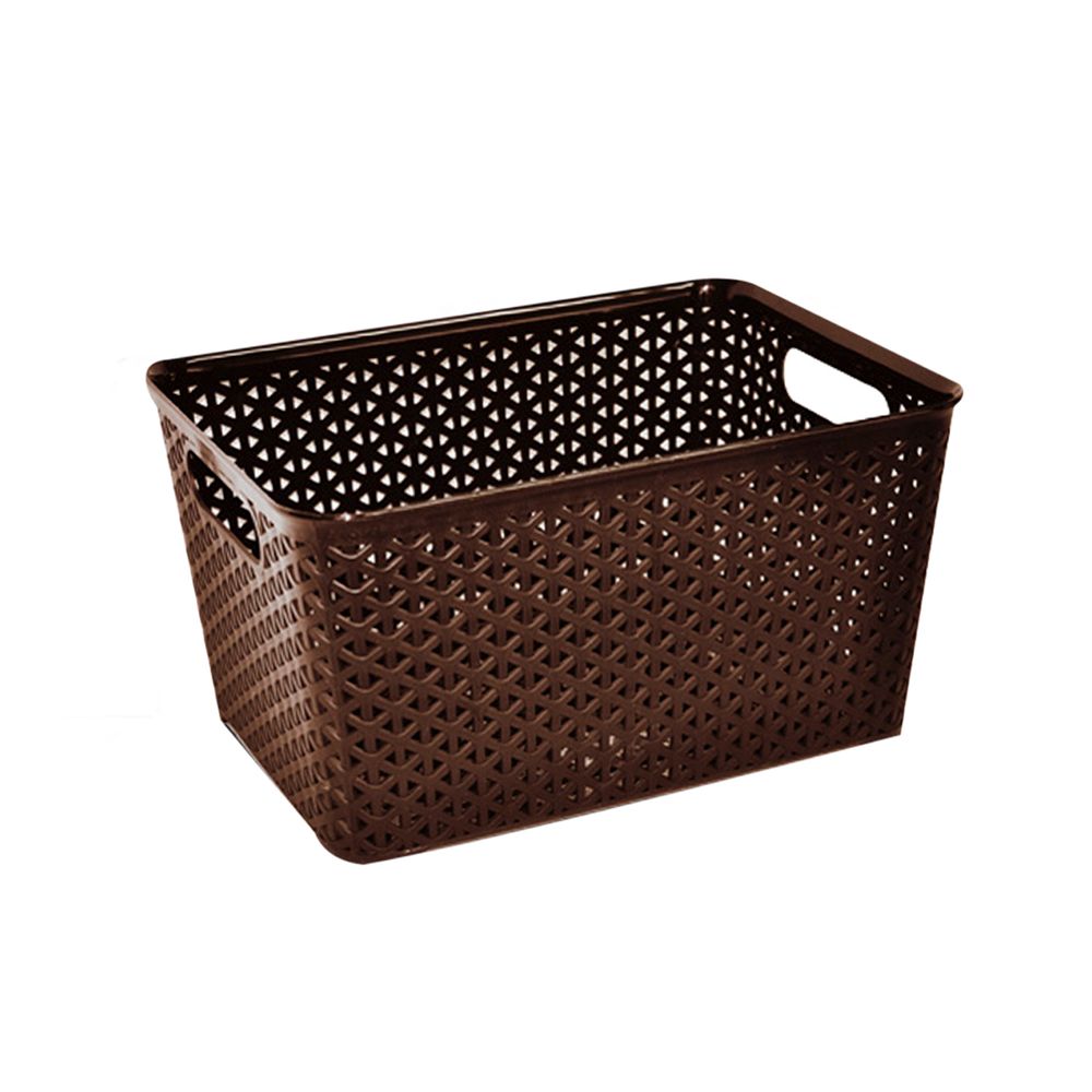 Cesto Canasto Ratan Rectangular Organizador Marron - Colombraro