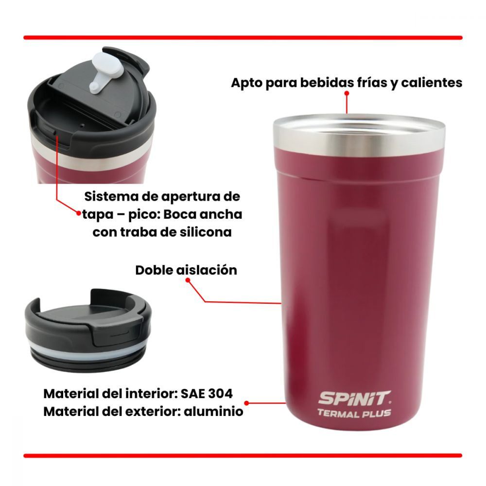Spinit Vaso Termal Plus 480ml Rojo