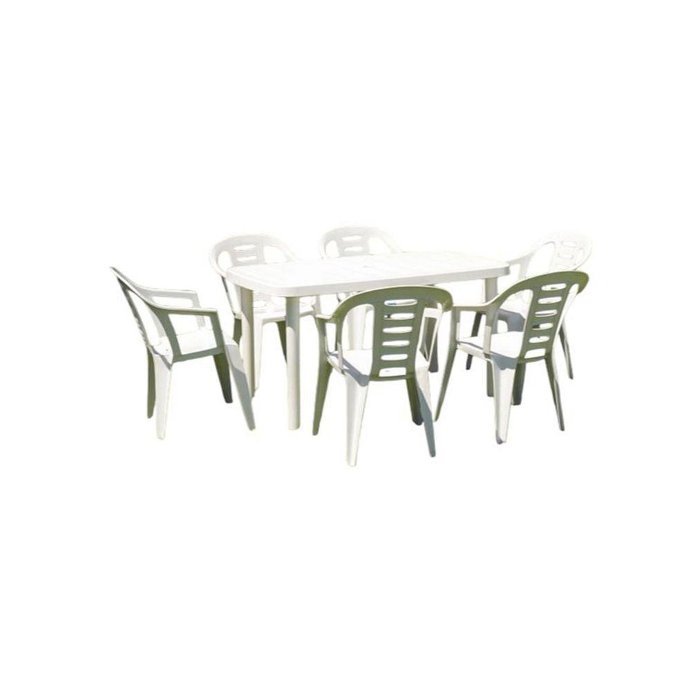 Set de 6 Sillas Garden y 1 Mesa Rectangular Blanca Nr