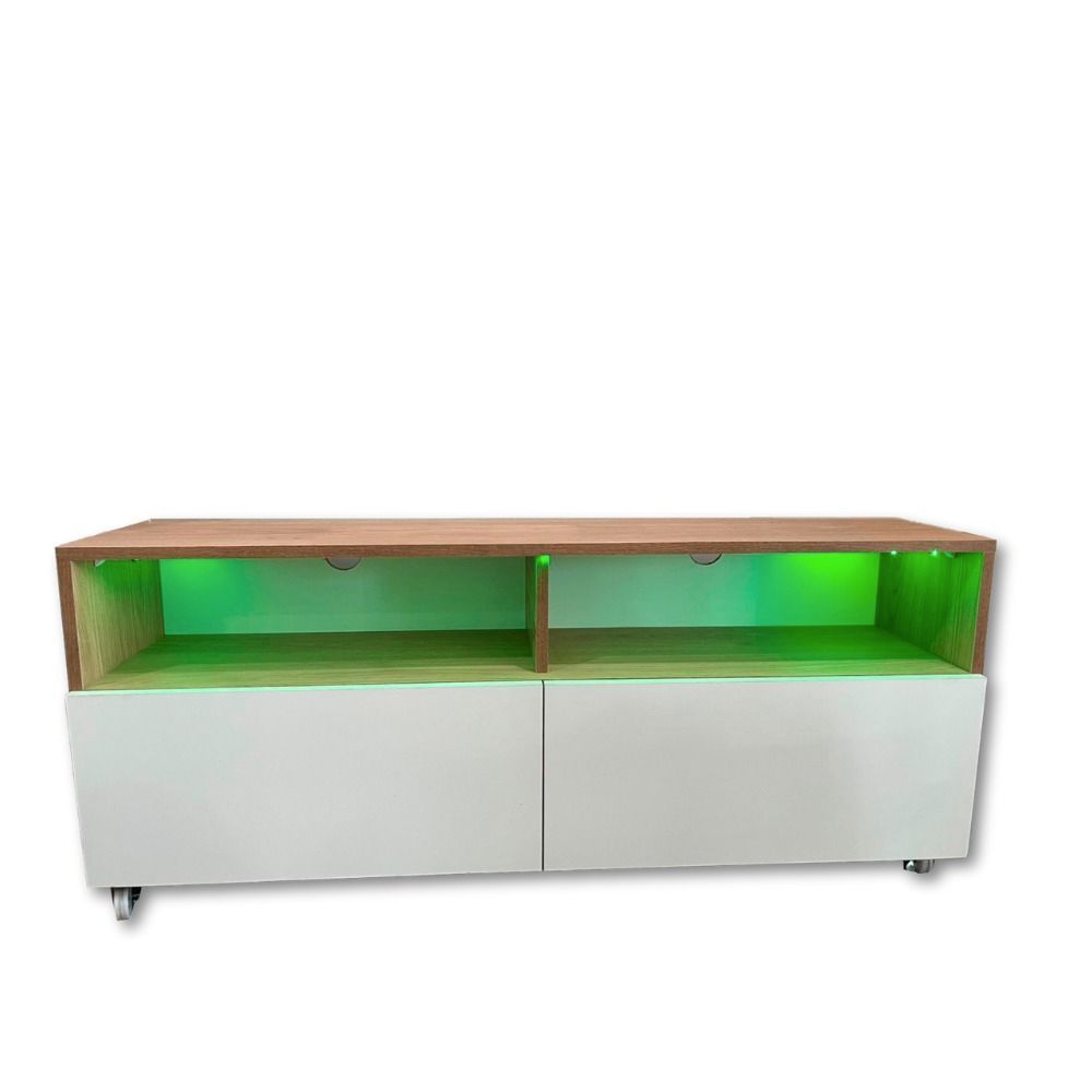 Rack 137cm con 2 puertas TODO COLOR y luz LED Negro