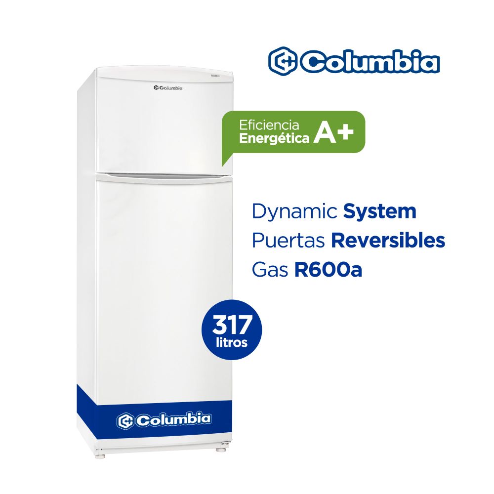 Heladera Columbia con Freezer A mas 317L de capacidad Color Blanco CHD32/9